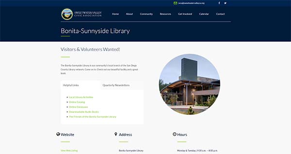 Bonita-Sunnyside Library - Sweetwater Valley Civic Association